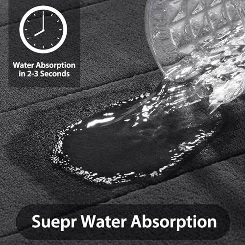Yimobra 3 Pieces Memory Foam Bath Mat Sets, 44.1x24 + 31.5x19.8 and U-Shaped for Bathroom Rugs, Toilet Mats, Non-Slip, Soft Comfortable, Water Absorption, Machine Washable, Dark Gray