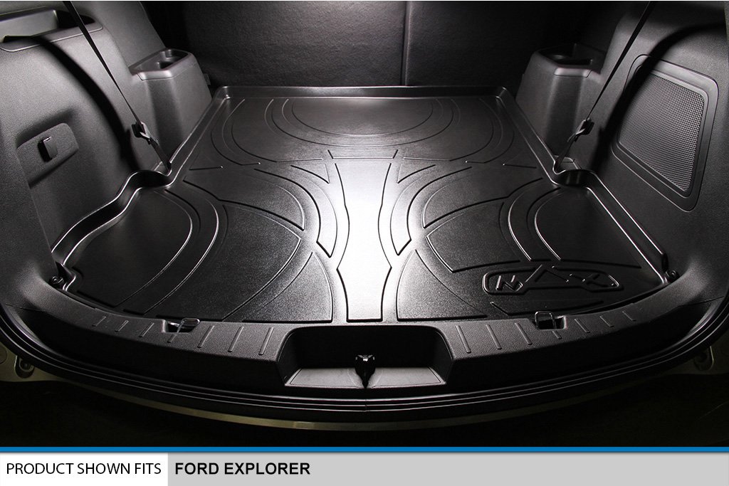 SMARTLINER All Weather Custom Fit Cargo Trunk Liner Floor Mat Behind 2nd Row Black Compatible with 2011-2019 Compatible with Ford Explorer