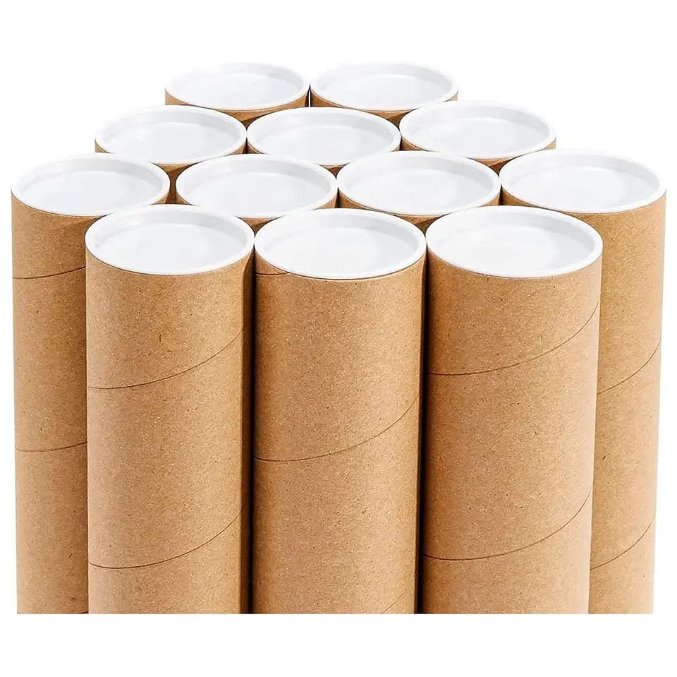 supplyhut 50 - 2" x 20" Round Cardboard Shipping Mailing Tube Tubes With End Caps