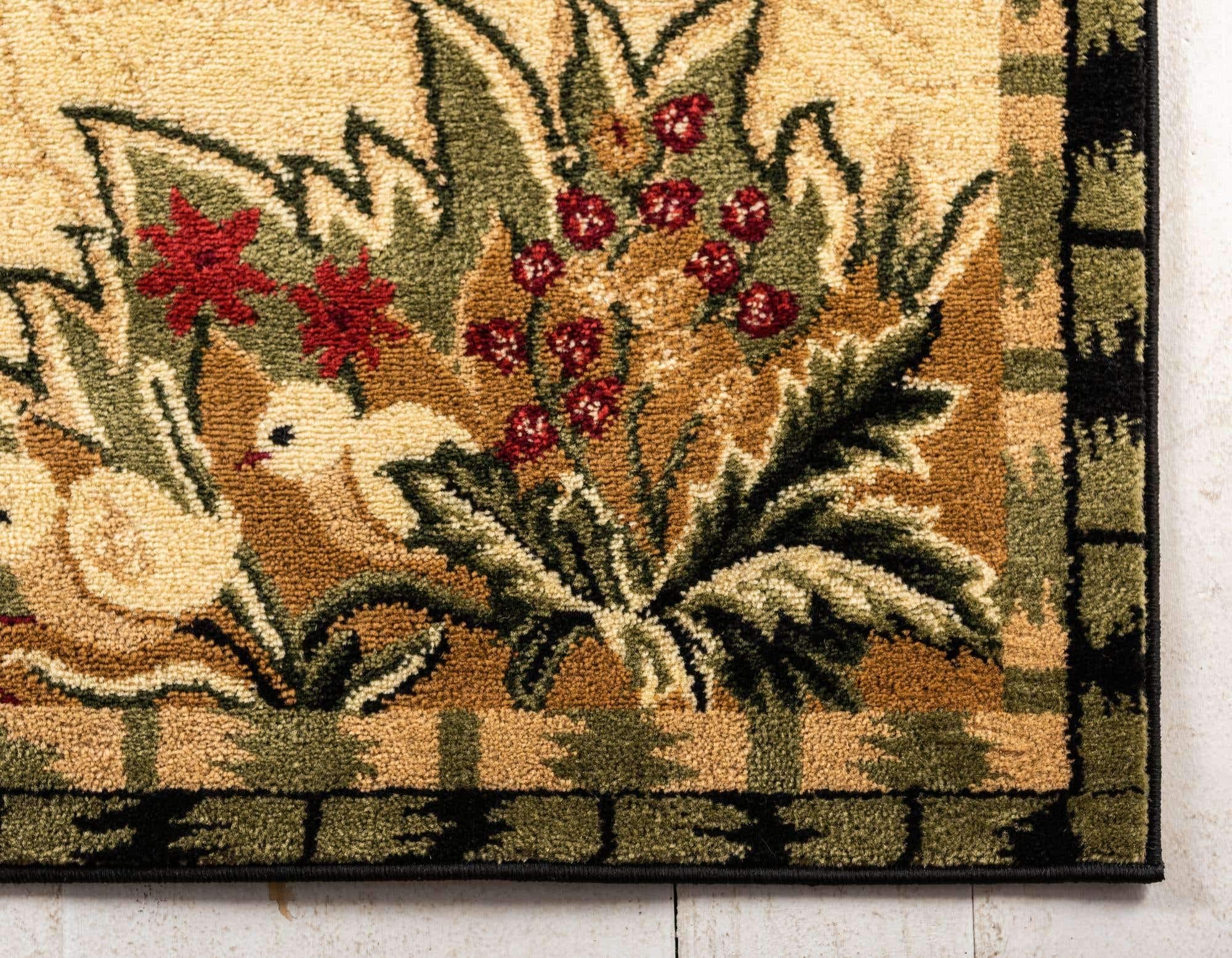 Unique Loom Barnyard Collection Area Rug - Farm (4' 1" Square, Cream/ Black)