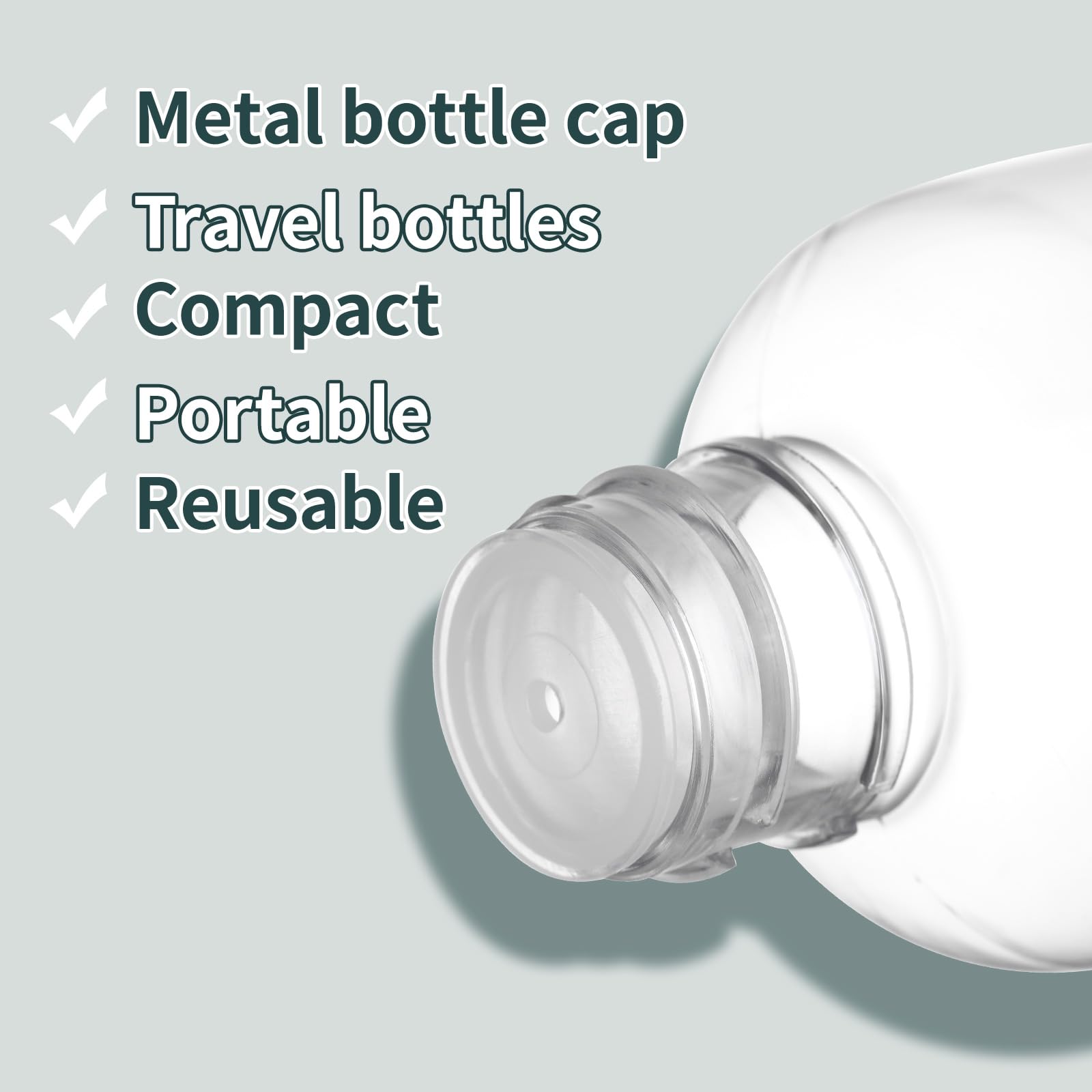 Tekson Travel Bottles 3.4 oz, Travel Size Containers for Shampoo, Empty Travel Mouthwash Bottles with Silvery Screw Cap (100ml, Clear)