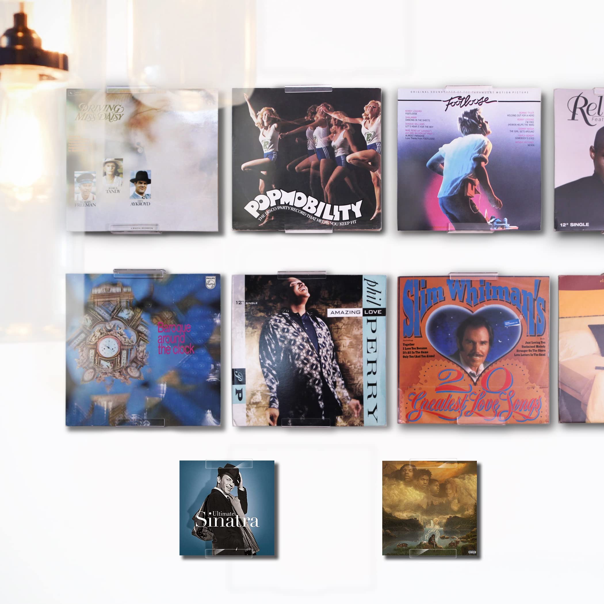 ZOLEF Floating Vinyl Record Wall Mount 4 Pack, 3D Look Clear Acrylic Record Wall Display Shelves, Vinyl Wall Holders, Vinyl Display Shelf Fit for 12" 10" 7"