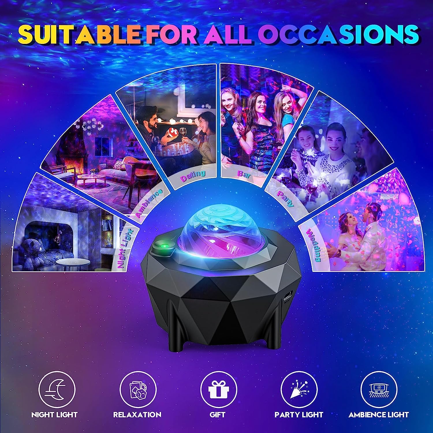 Star Projector, ZonQoonz Galaxy Projector with APP Remote Control, Bluetooth Music Speaker Aurora Night Light for Kids Adults Gaming Room, Home Theater, Birthday, Party-2 Pack, Black