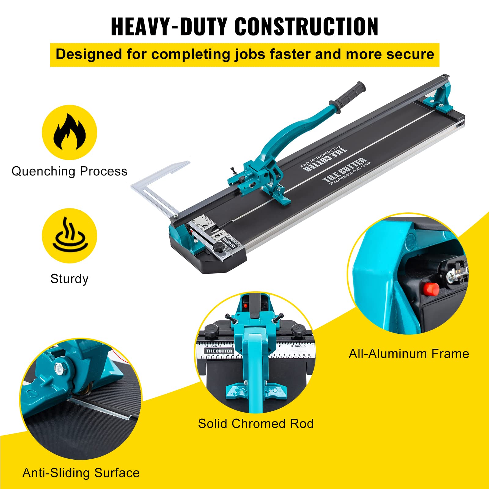 VEVOR 39 Inch Tile Cutter Single Rail Manual Tile Cutter 3/5 in Cap w/Precise Laser Positioning Manual Tile Cutter Tools for Precision Cutting