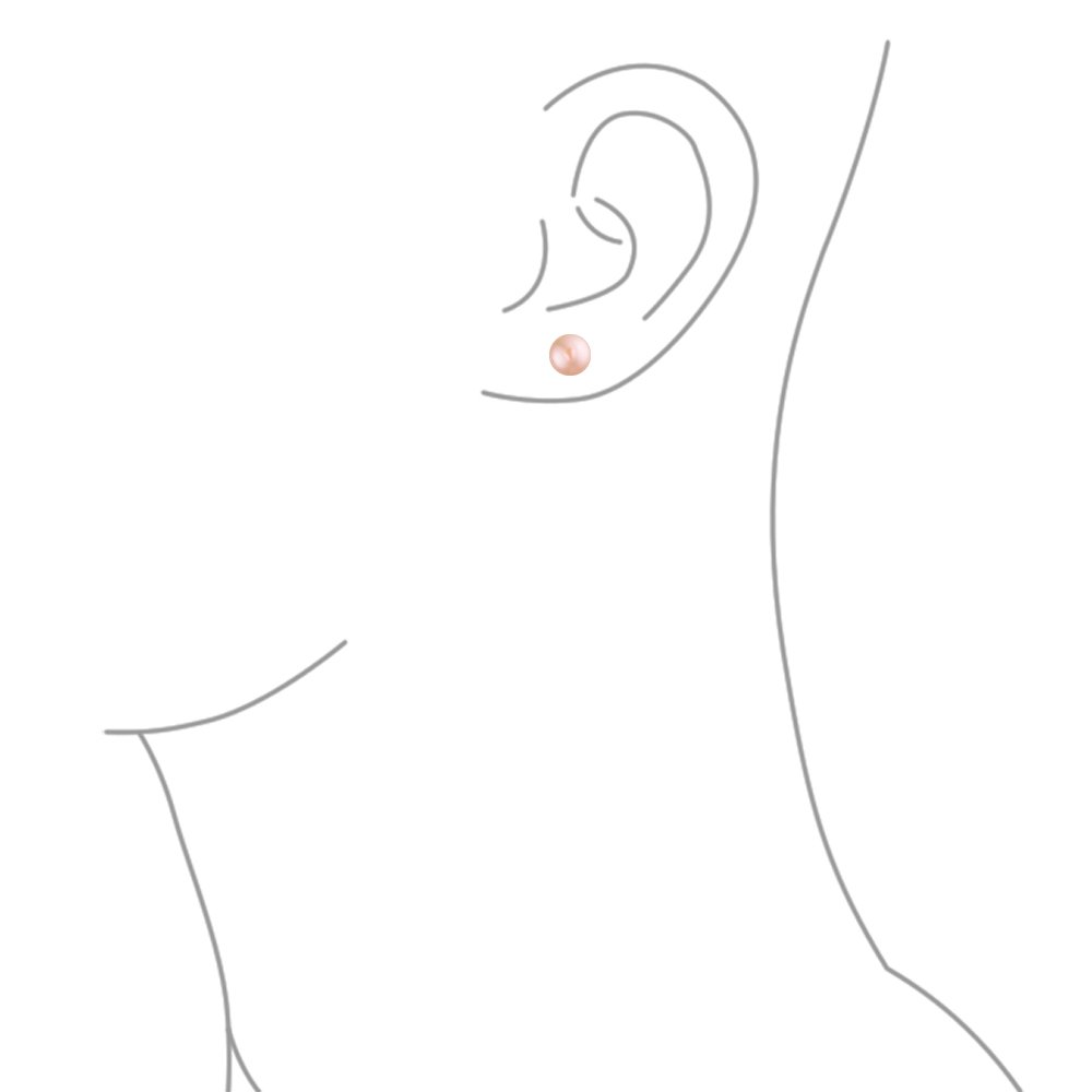 Simple Plain Pink Freshwater Cultured Pearl Ball Stud Earrings For Women For Teen .925 Sterling Silver 7MM