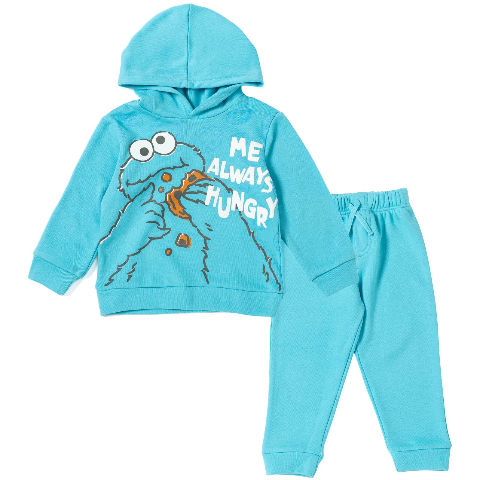 Sesame Street Cookie Monster Toddler Boys Fleece Pullover Hoodie and Pants Outfit Set Blue 3T