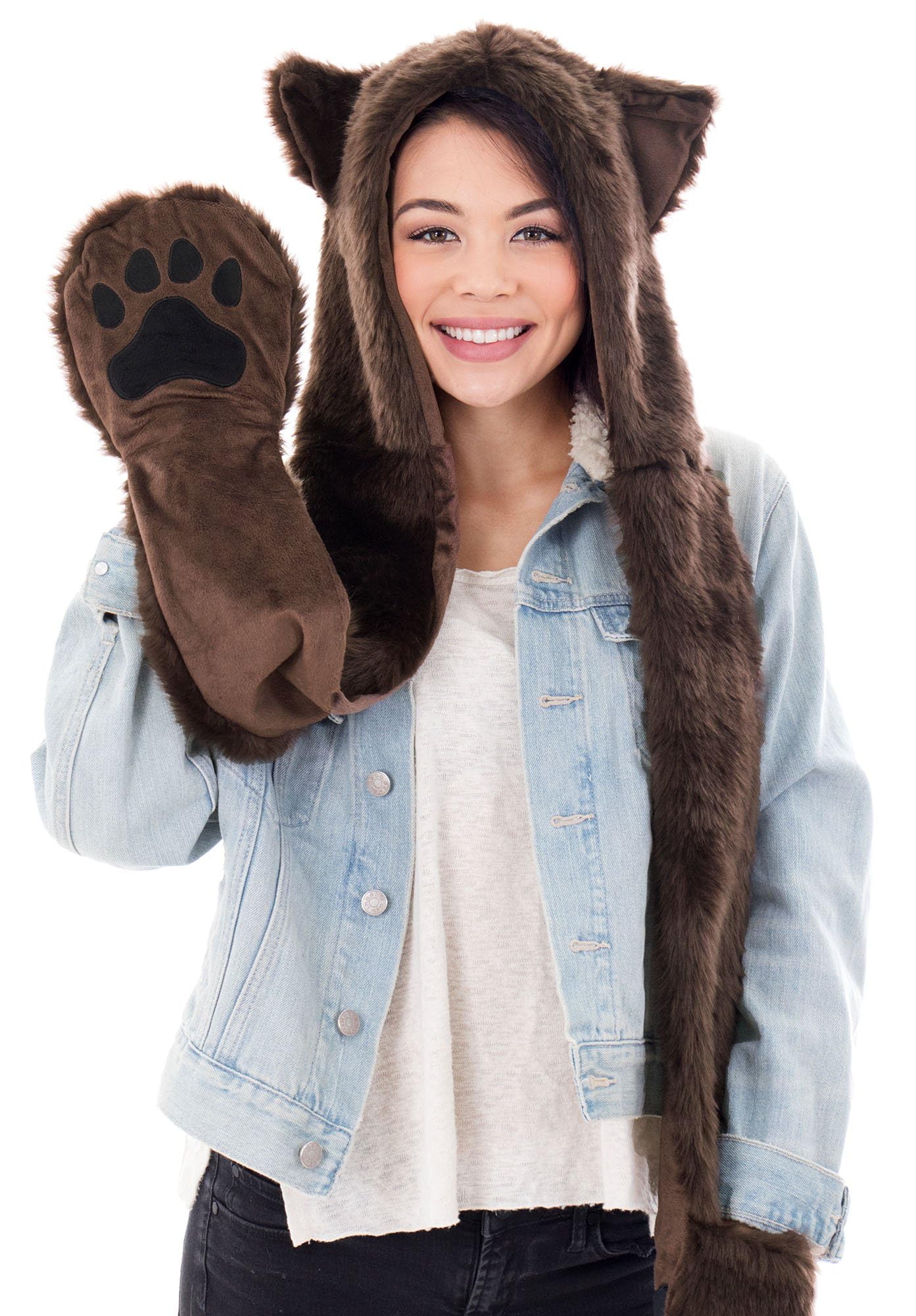 Simplicity ultifunction Animal Hats as Earmuffs, Scarf, Gloves, Black Cat,One Size