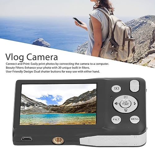 Zoom Digital Camera, Daily Digital Camera Beauty Filter (Black)