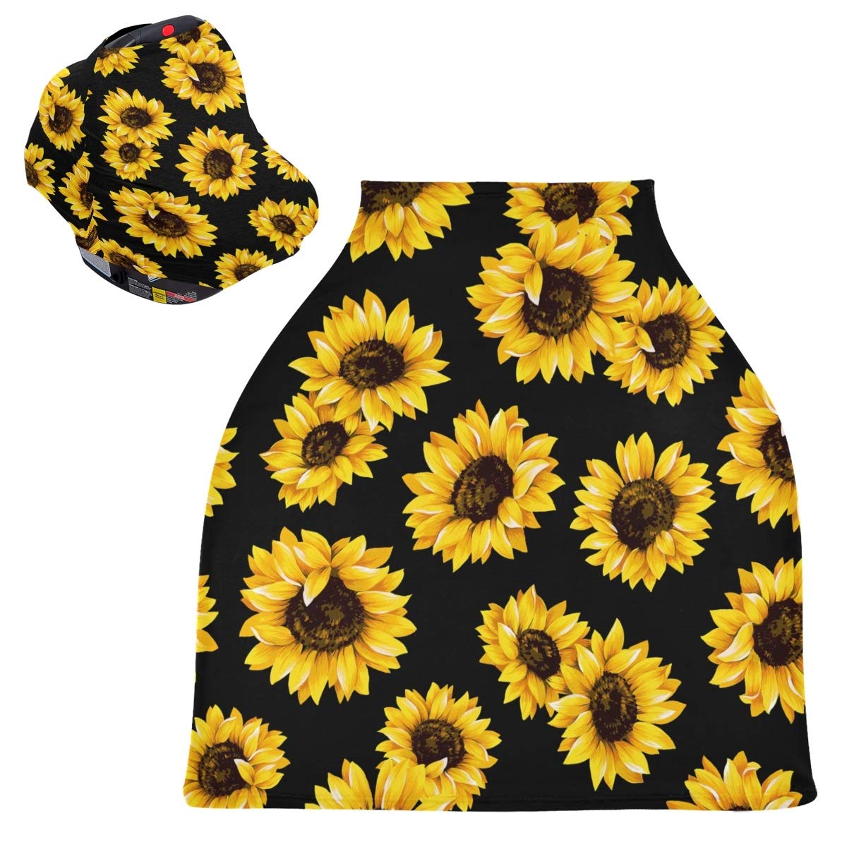 Sunflower Baby Car Seat Covers, Carseat Canopy Cover Nursing Cover Breastfeeding Scarf for Babies Stretchy Coverage, Infant Stroller Covers for Boys Girls