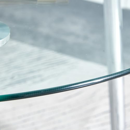 VUMALL 40" Diameter Round Dining Table Heavy Duty Round Kitchen Table, Easy to Assemble Tempered Glass Table Top with Chrome Metal Legs for Restaurants and Conference Rooms