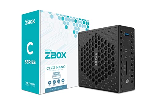 ZOTAC ZBOX CI331 Nano Fanless Silent Mini PC Intel N5100, Intel UHD Graphics, HDMI, VGA, DisplayPort, No Memory/Storage/OS Barebones System, ZBOX-CI331NANO-U, Intel N5100 Quad Core