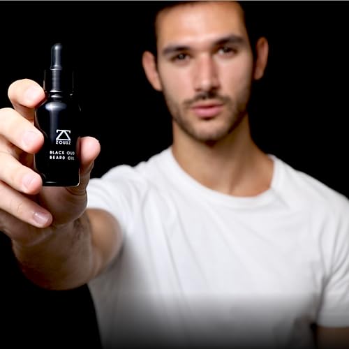 ZOUSZ Black Oud Beard Oil for Men, Beard Moisturizer & Conditioner, Non-Greasy Men's Beard Care Essential, Growth Enhancer Natural Beard Oil, 1 Fl Oz Dropper Bottle