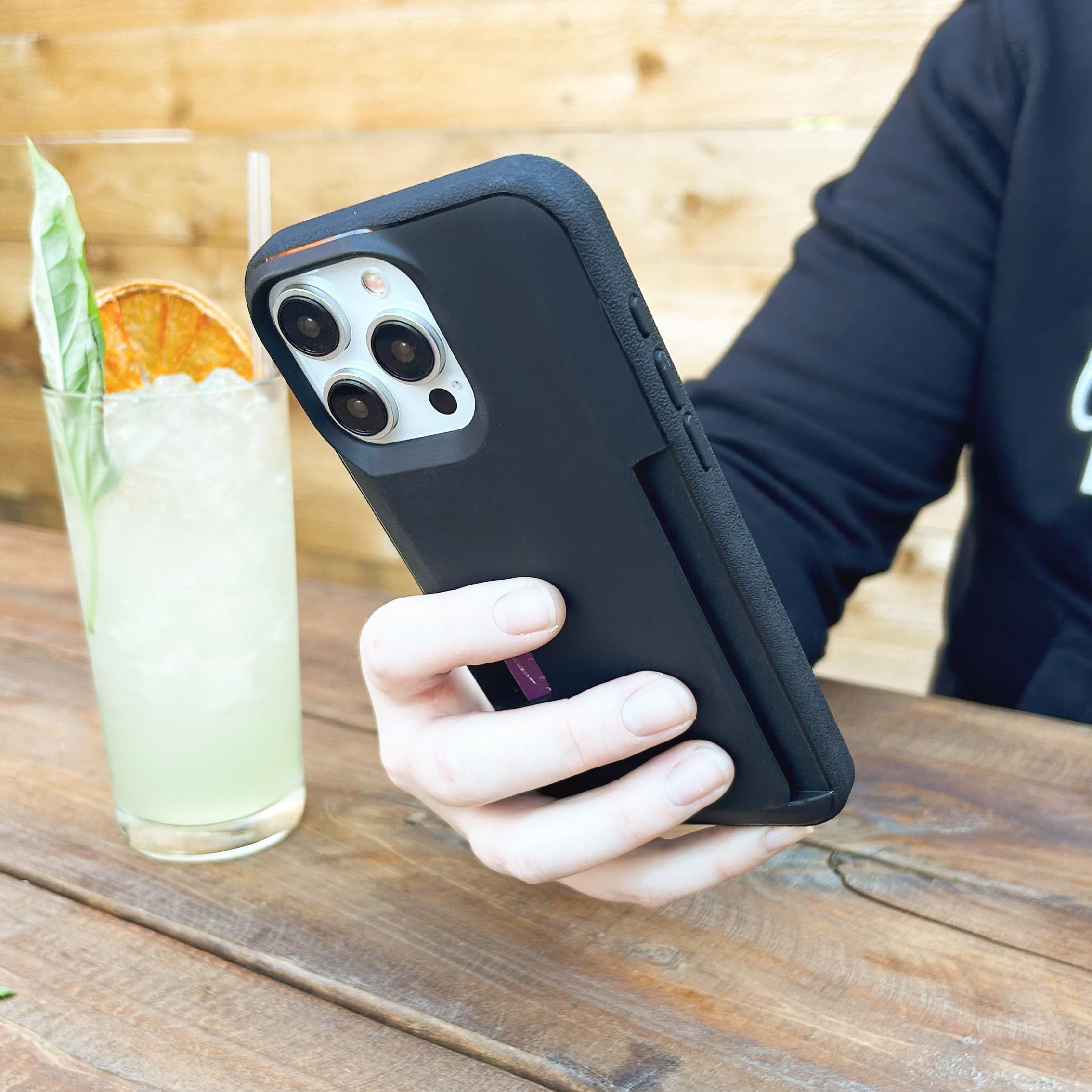 Smartish iPhone 15 Pro Wallet Case - Wallet Slayer Vol. 1 [Slim + Protective] Credit Card Holder - Drop Tested Hidden Card Slot Cover Compatible with Apple iPhone 15 Pro Case Wallet - Black Tie Affair