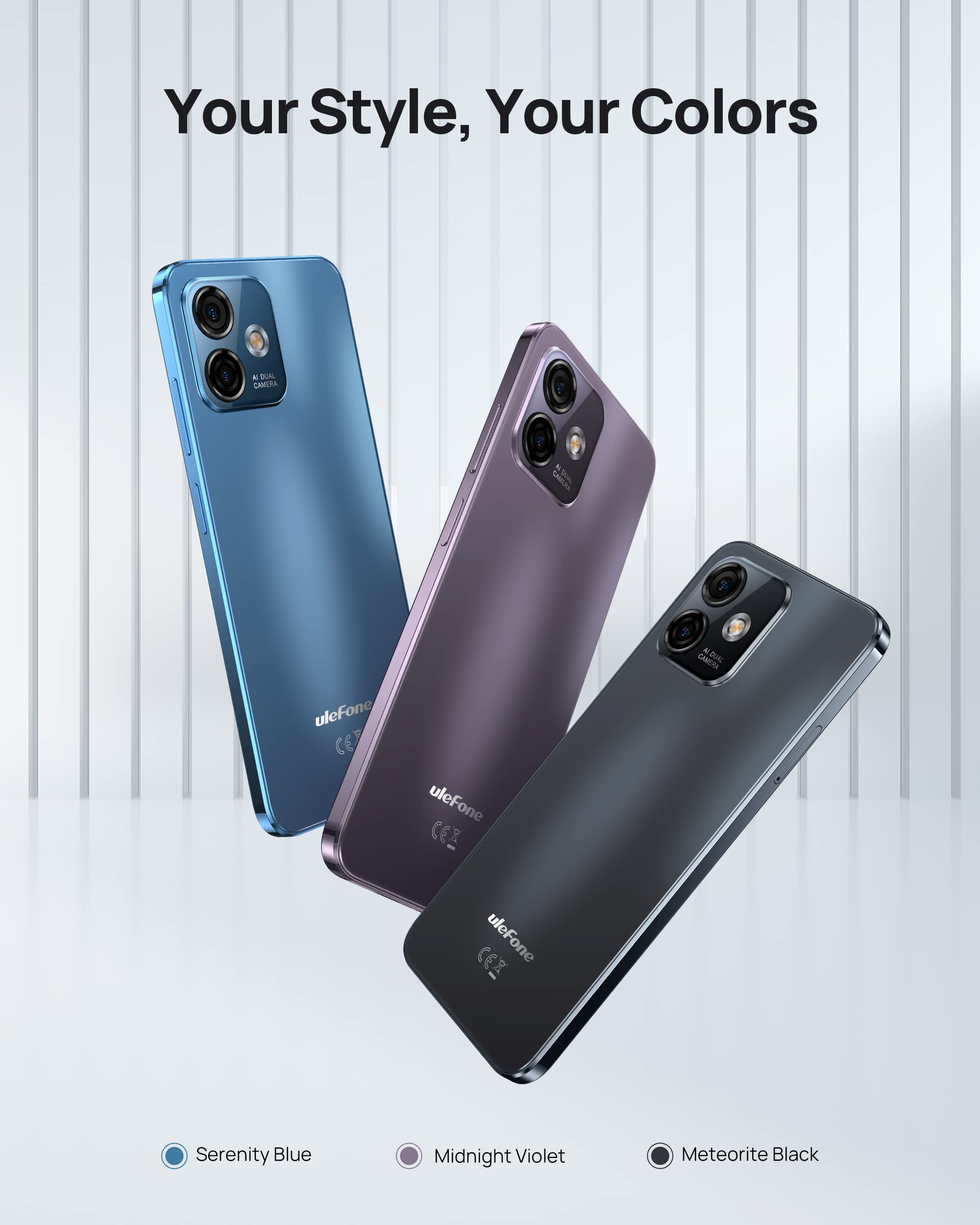 Ulefone Unlocked Cell Phones, Note 16 Pro 16GB + 256GB, 8-Core, 6.52" HD+ Display Unlocked Smartphone, Android 13, 50MP + 8MP, 4400 mAh, Dual 4G LTE, Fingerprint/Face Detection, T-Mobile, Blue
