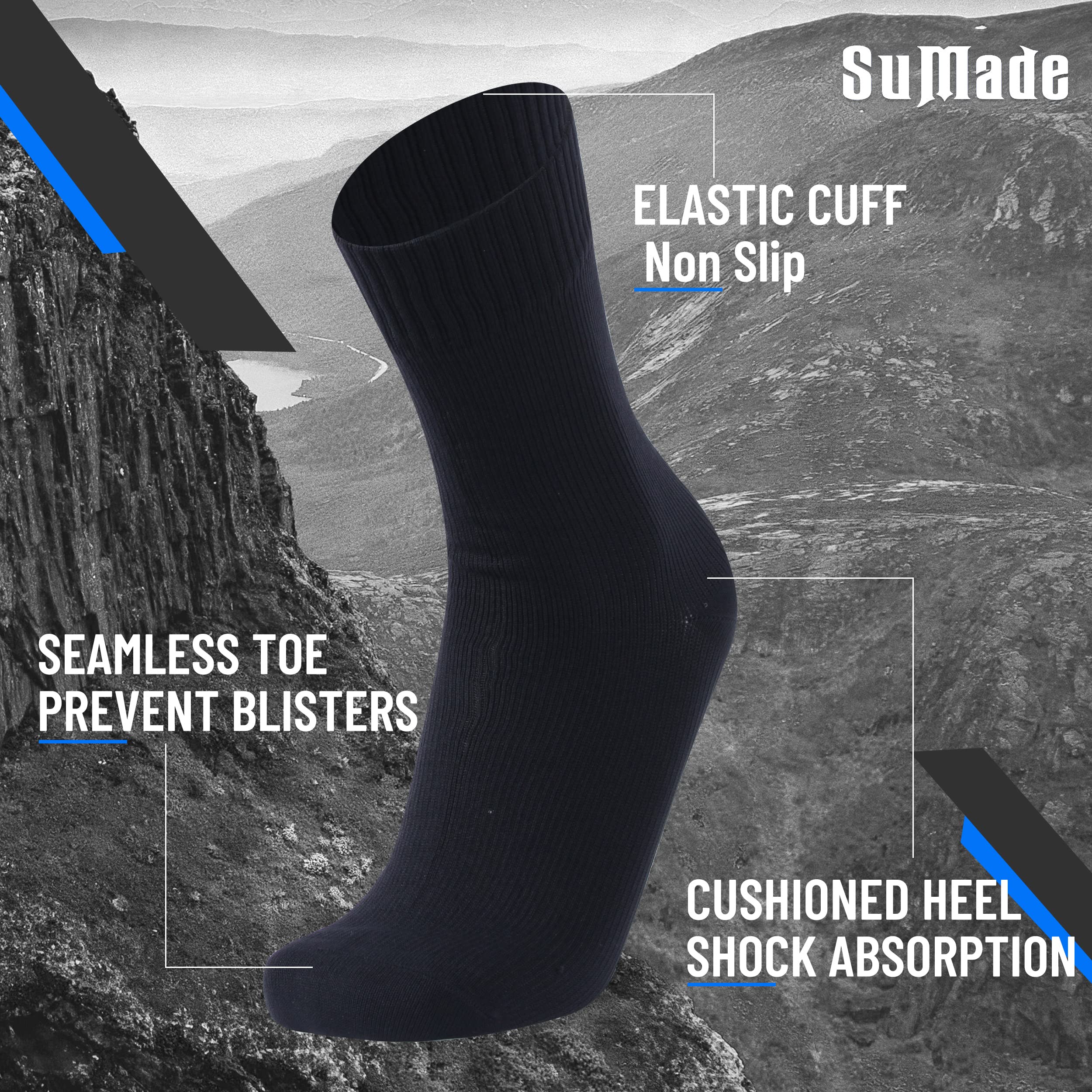 SuMade Waterproof Socks,Womens Mens Novelty Breathable Outdoor Recreation Performance Hiking Running Dry Fit Neoprene Crew Socks for Tall Boots 1 Pair (Black,Small)