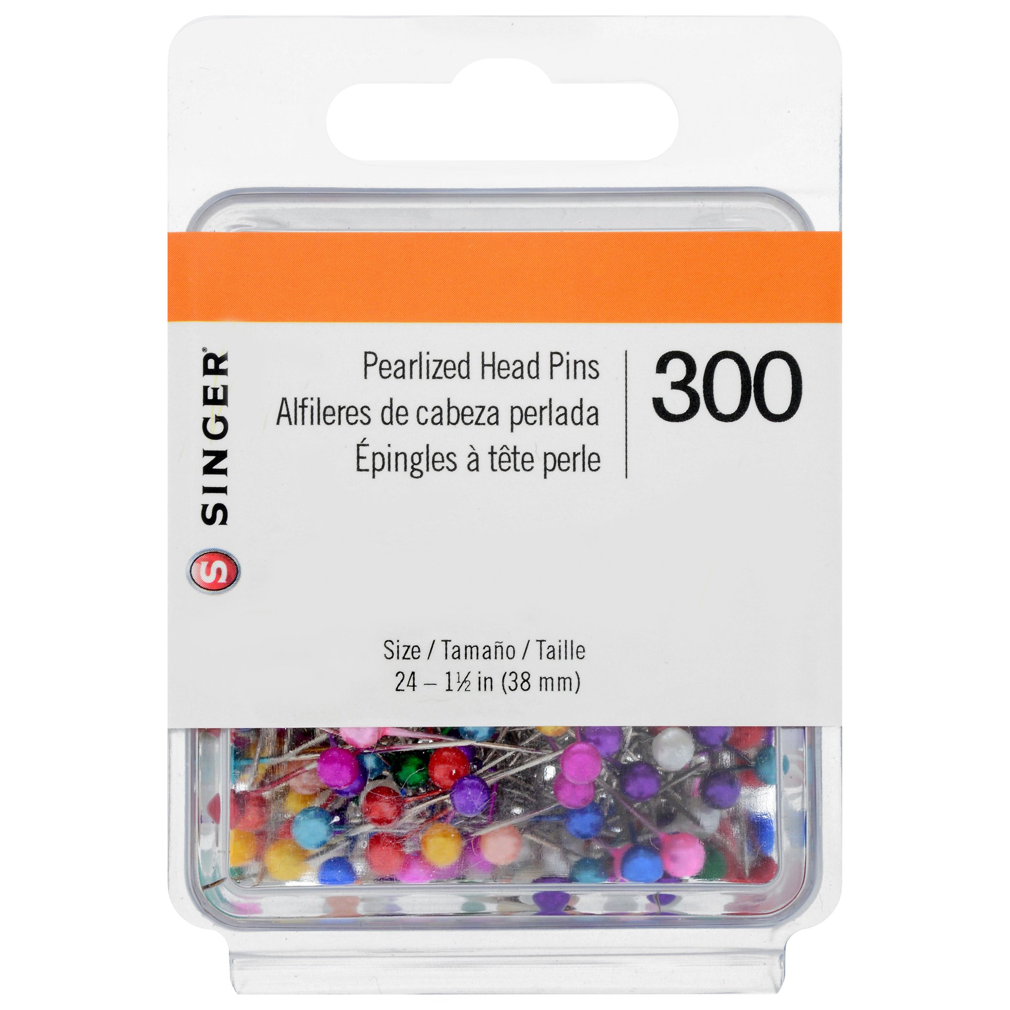 SINGER 00363 Pearlized Head Straight Pins, Size 24, 300-Count,