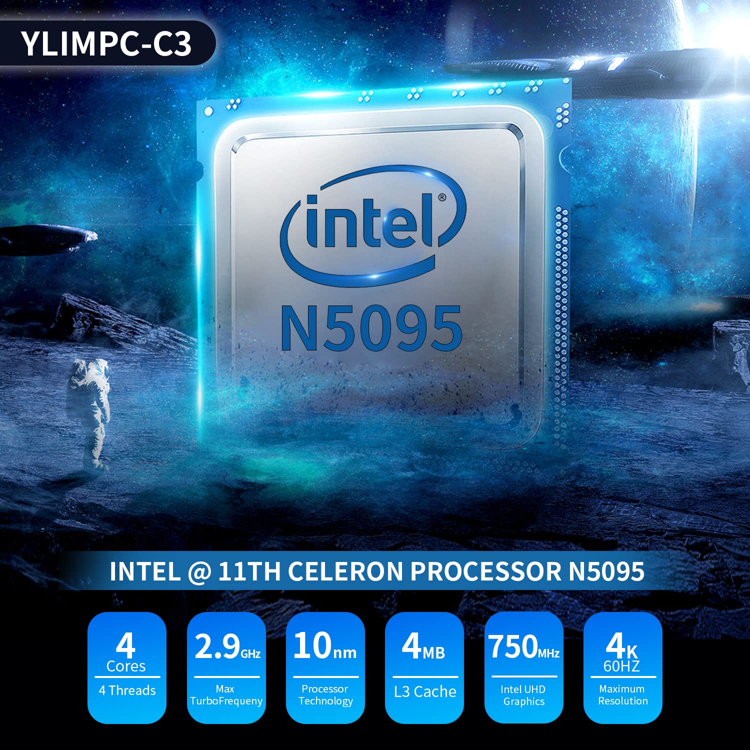 YLIMPC Mini PC, Intel 11th Celeron N5095 Processor(4C/4T, Up to 2.9GHz), Mini Computer Win 11 Pro 8GB RAM 256GB SSD,Mini Desktop Computer Supports 2.5Gbps LAN/Bluetooth 5.0/WiFi/HDMI/DP/4K UHD