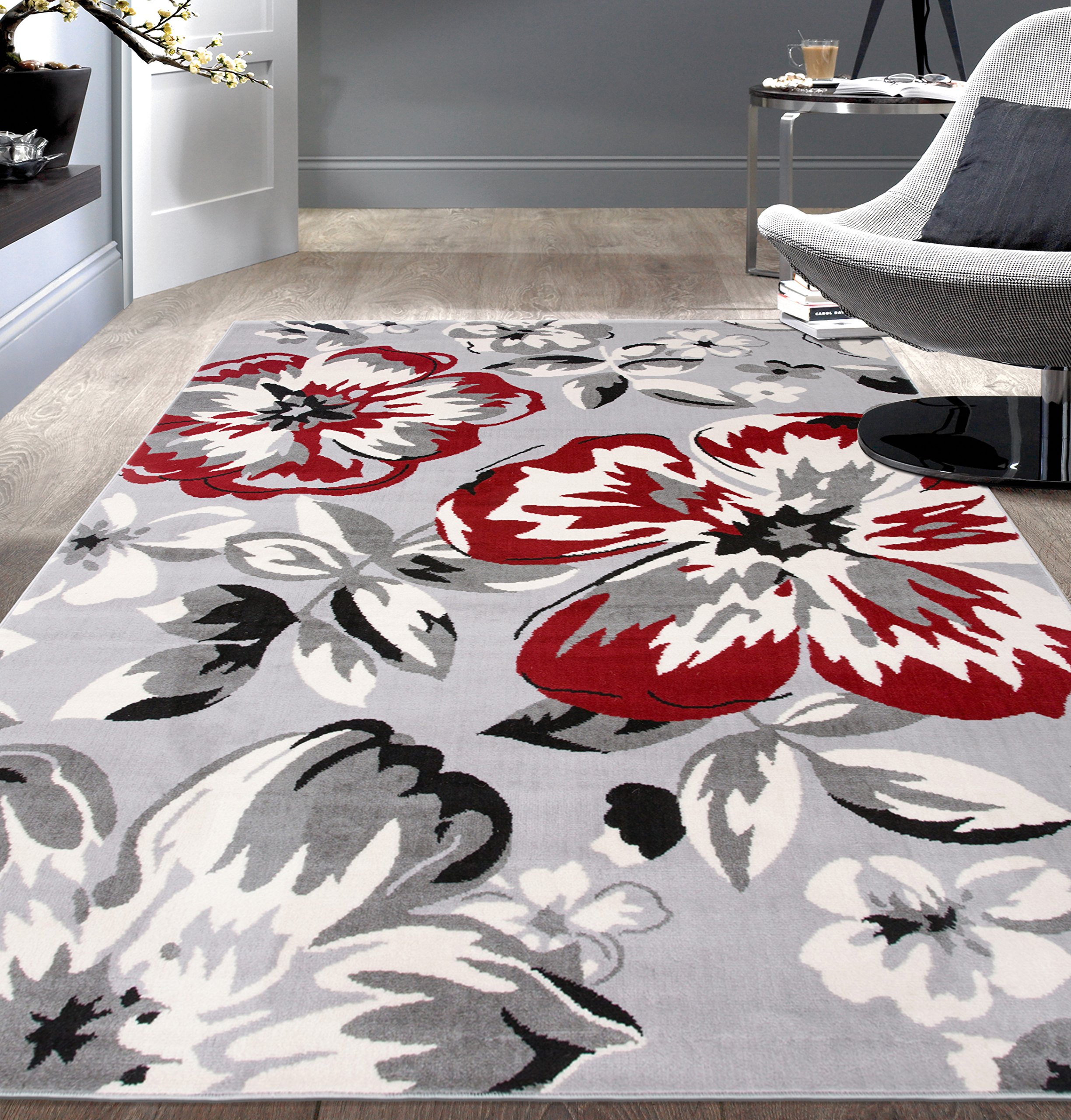 Rugshop Modern Floral Area Rugs 3'1" x 5' Red