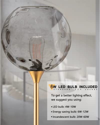 Yomony Floor Lamp - Open Glass Standing Light with Blub for Living Room, Bedroom, Office (Gold, Hill - Floorlamp)