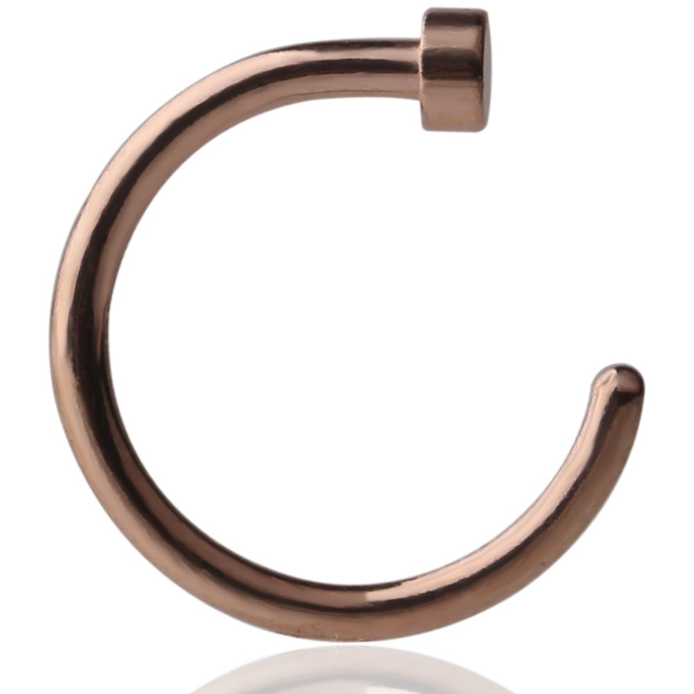 Ruifan 10pcs Stainless Steel Body Jewelry Piercing Earrings Nose Hoop Ring Unisex 20 Gauge 5/16"(8mm)