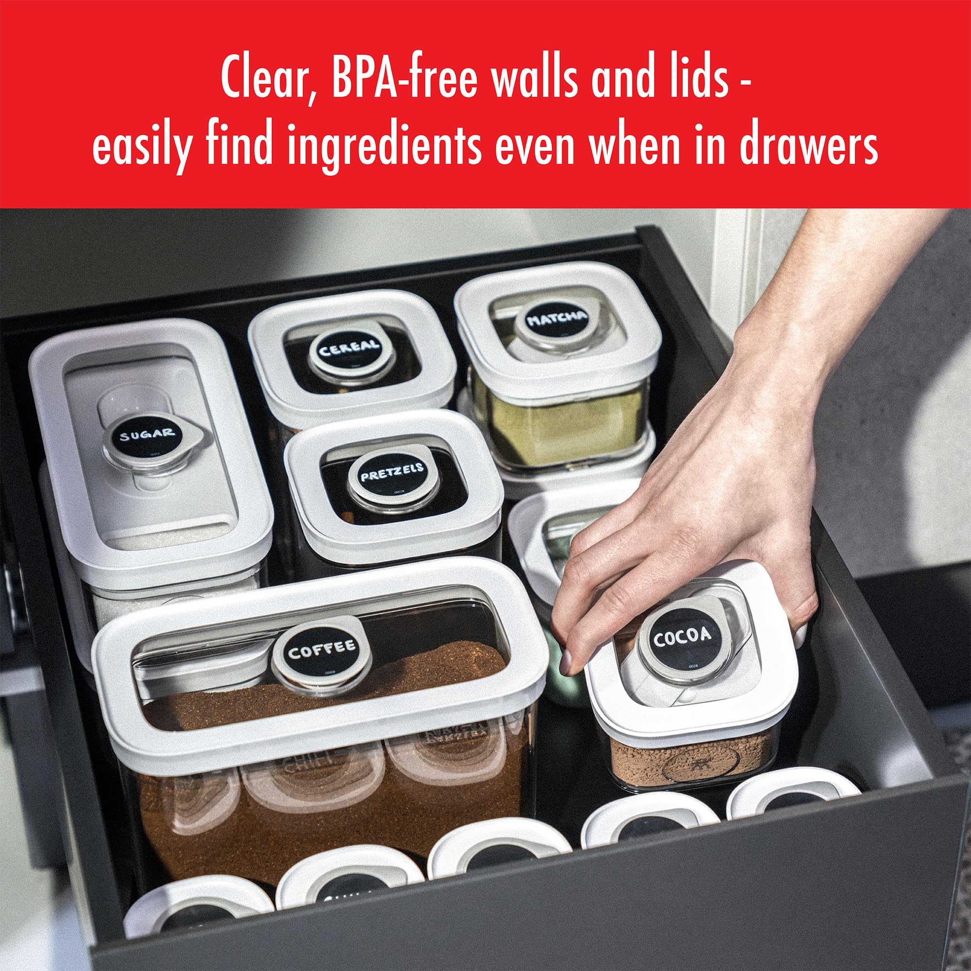 ZWILLING Fresh & Save CUBE Storage Organizer 6-Piece, S, Pantry Organizers and Storage, Plastic, BPA-Free Airtight Dry Food Storage Container, for Storing Herbs, Toppings, Small Nuts and more