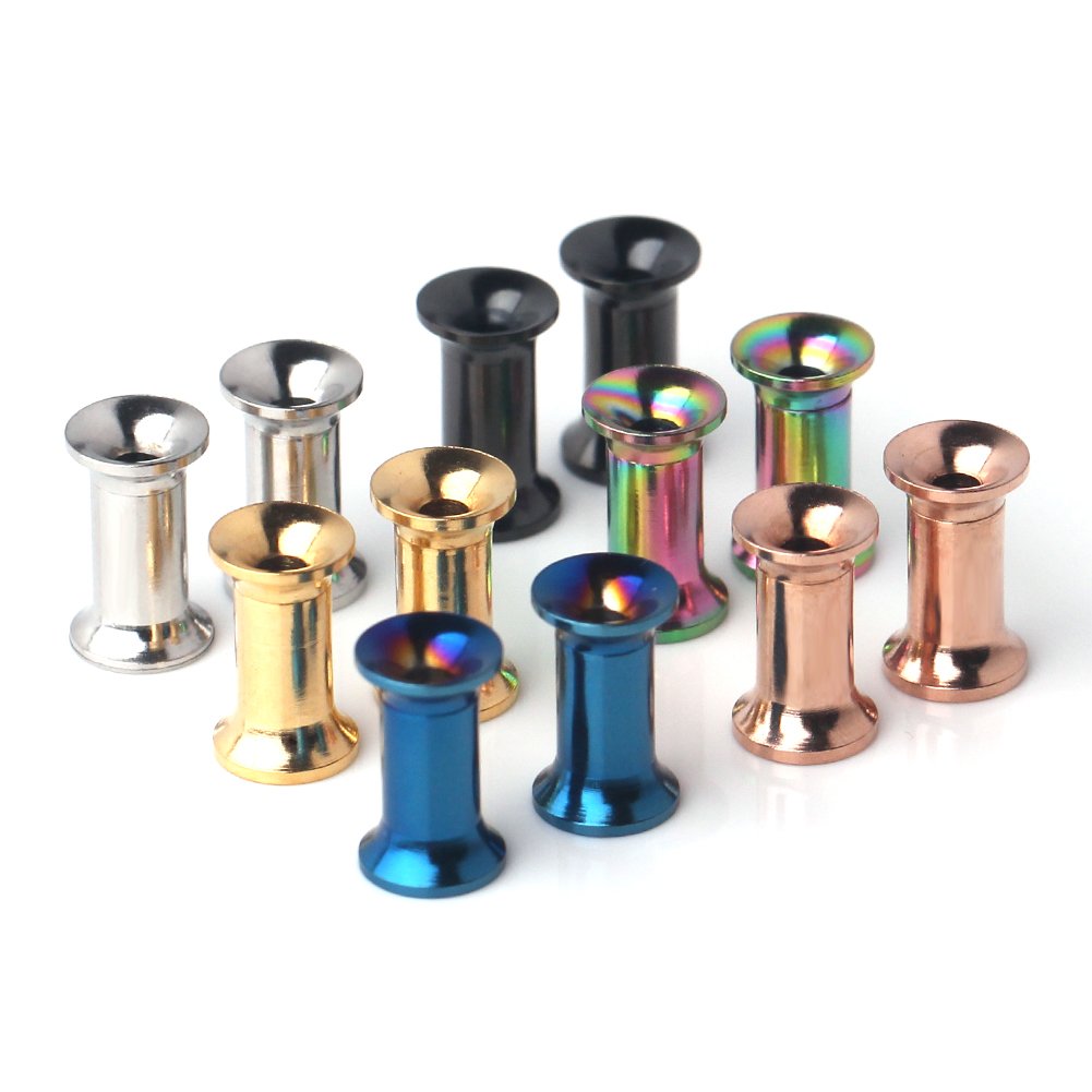 Ruifan 6 Pairs Stainless Steel Screw Ear Gauges Flesh Tunnels Plugs Expander Stretcher 6 Colors same Size 6G(4mm)