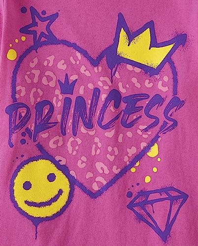 The Children's Place Girls' Short Sleeve Graphic T-Shirt, Pink Princess, Medium