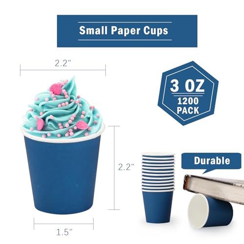 SIUQ 1200 Pack 3 oz Paper Cups, Disposable Bathroom Cups, Small Mouthwash Cups, Hot/Cold Beverage Drinking Cup (Navy Blue)
