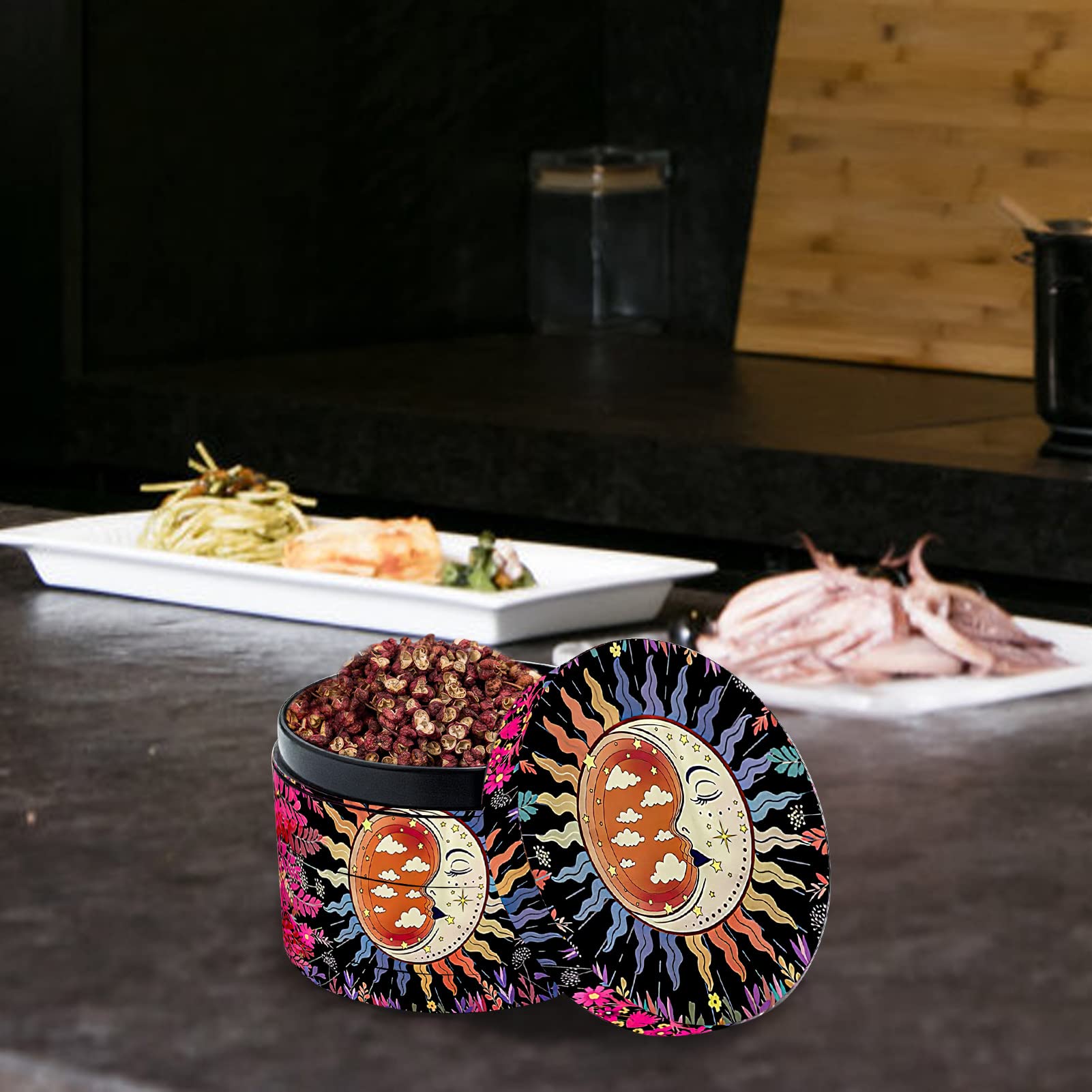 VRUPINZE 2.5 Inch Boho Grinder, Large Spice Grinder for Kitchen(The Sleeping Moon Pattern)