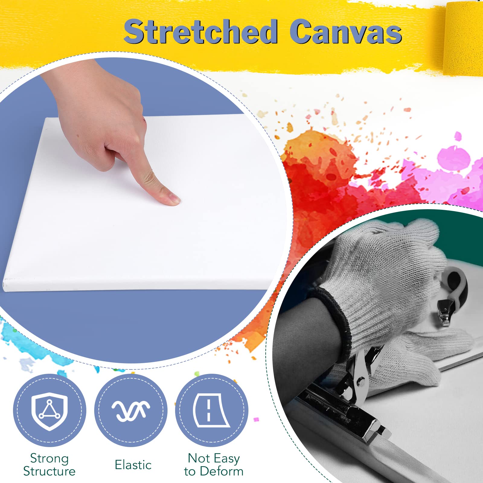 Stretched Canvases for Painting, 8PCS Multi Pack Canvas 3×5”, 5×7”, 8×10”, 10×12”(2 of each), Acid-Free Wood Frame Blank Canvas, Art Canvas Pre Primed for Acrylic, Oil Painting, Tempera Paintings.