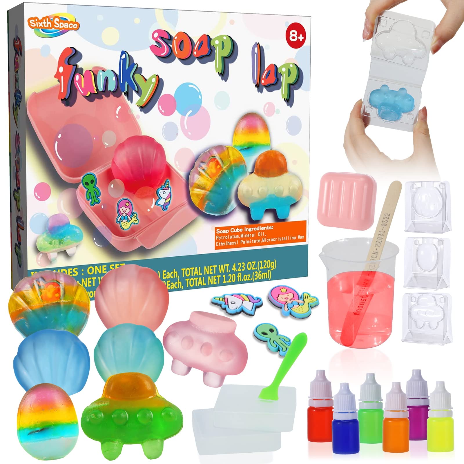 Sixth Space Soap Making Kit for Kids - Create Your Own Soap Lab - Reusable Mold, Multi-Color & Scents - STEM Science Kits - Crafts Birthday Gift for Boys and Girls, Age 8+