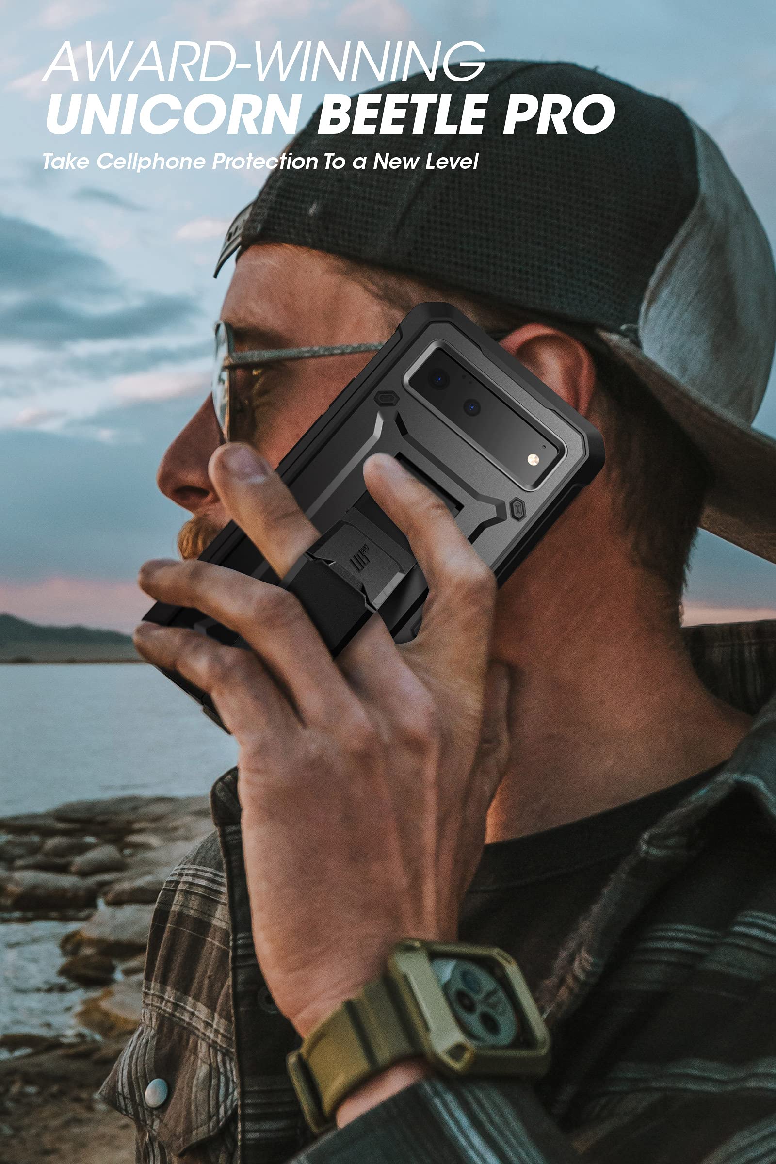 SUPCASE Unicorn Beetle Pro Series Case for Google Pixel 6 (2021 Release), Full-Body Rugged Belt-Clip & Kickstand Case with Built-in Screen Protector (Black)