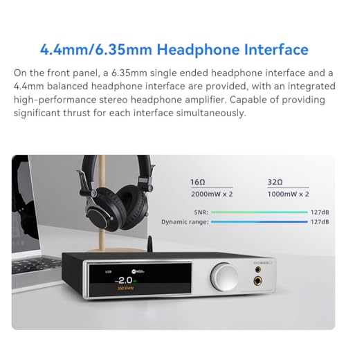 SMSL DO300EX HiFi Full Balanced Headphone Amplifier, AK4191 AK4499EX XU316 Desktop MQA DAC Amp, USB/OPT/COAX/I2S Input RCA/XLR Output 4.4mm/6.35mm Jack Home Audio Preamplifier (Silver)
