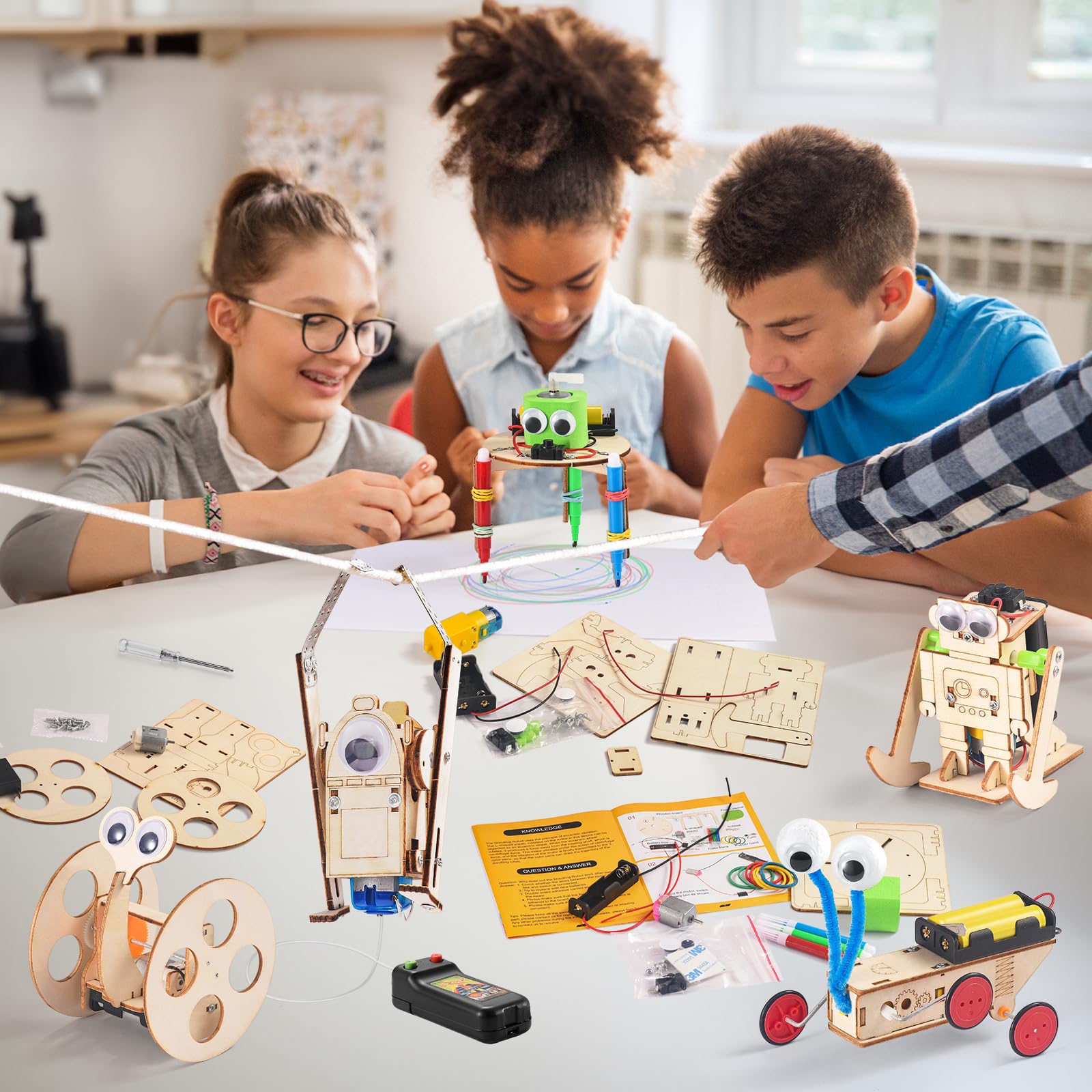 STEM Kits for Kids Ages 8-10-12, Robot Building Crafts Kit for Boys Age 6-8, Wood Science Projects, 3D Wooden Puzzles, Woodworking Model Stem Toys for 5 6 7 8 9 10 11 12 13+