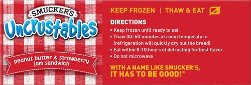 Smucker's Uncrustables Frozen Peanut Butter & Strawberry Jam Sandwiches, 4 Count, Thaw & Eat