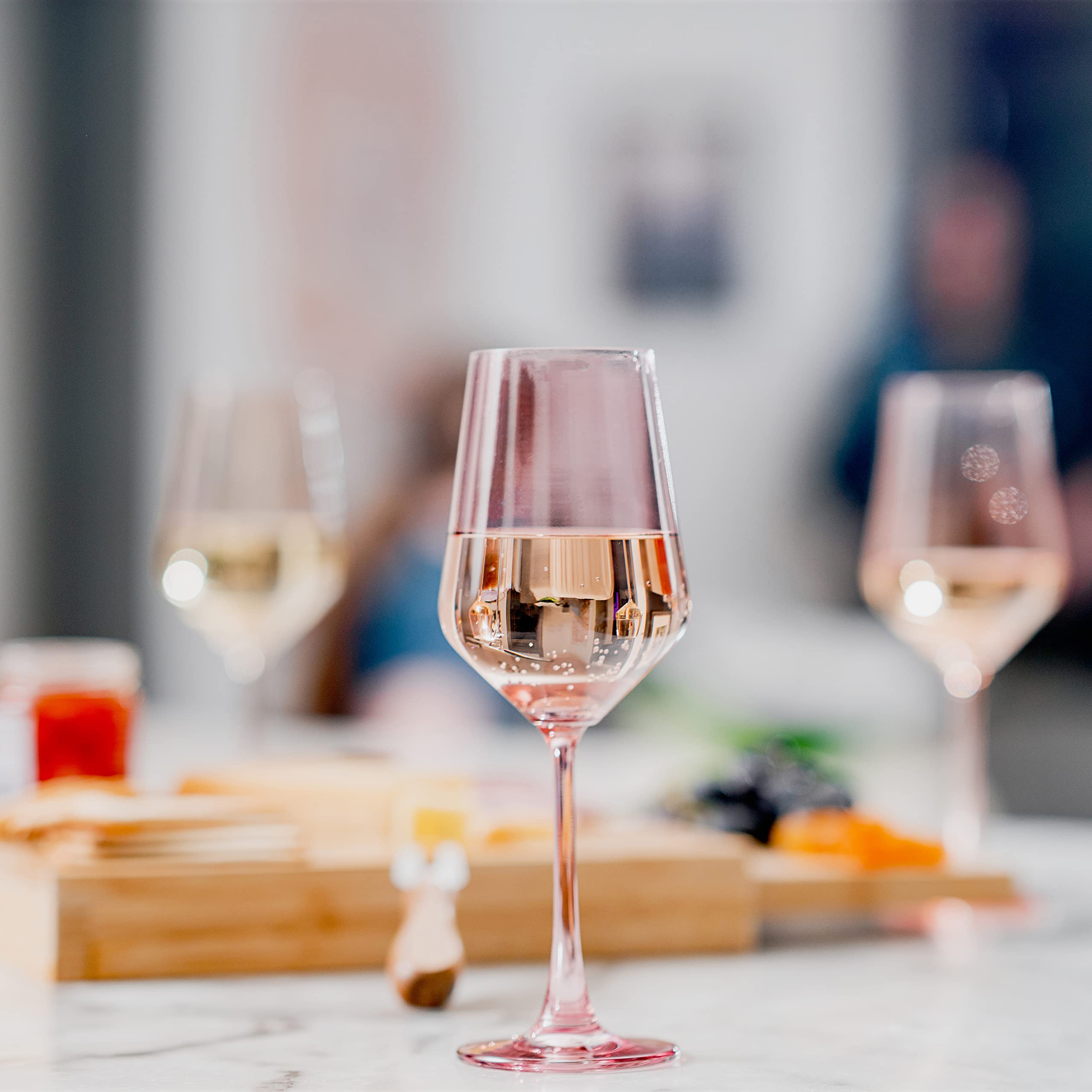 VinoVista Colored Wine Glasses - Rose Gold Theme - Set of 6 (Rose Gold Theme)
