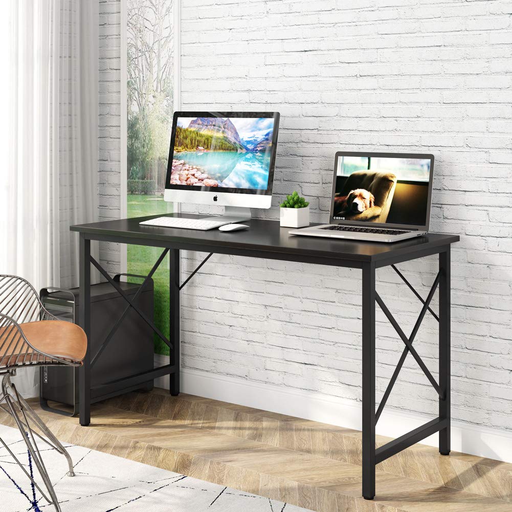 Tribesigns Writing Computer Desk, 39 inch Modern Simple Computer Table Study Desk, Industrial Vintage Laptop Table for Home Office (Black)