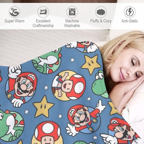 Super Bros Throw Blanket for Boys Kids Adults Ultra Soft Lightweight Micro Flannel Warm Cozy Flannel Throw Blankets for Bedding Couch Sofa Living Room 50"X40"