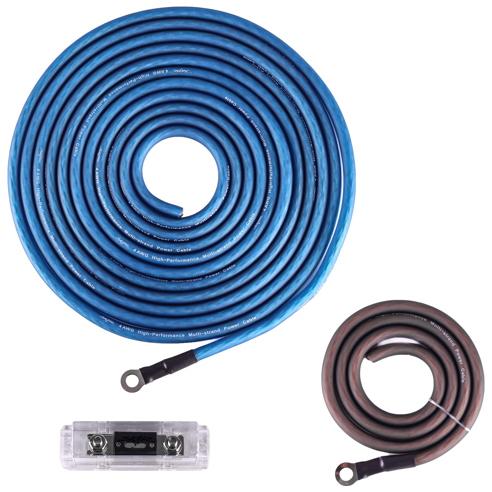 Skar Audio 4 Gauge Amplifier Wiring Kit - Blue, Copper Clad Aluminum, SKAR4ANL-CCA