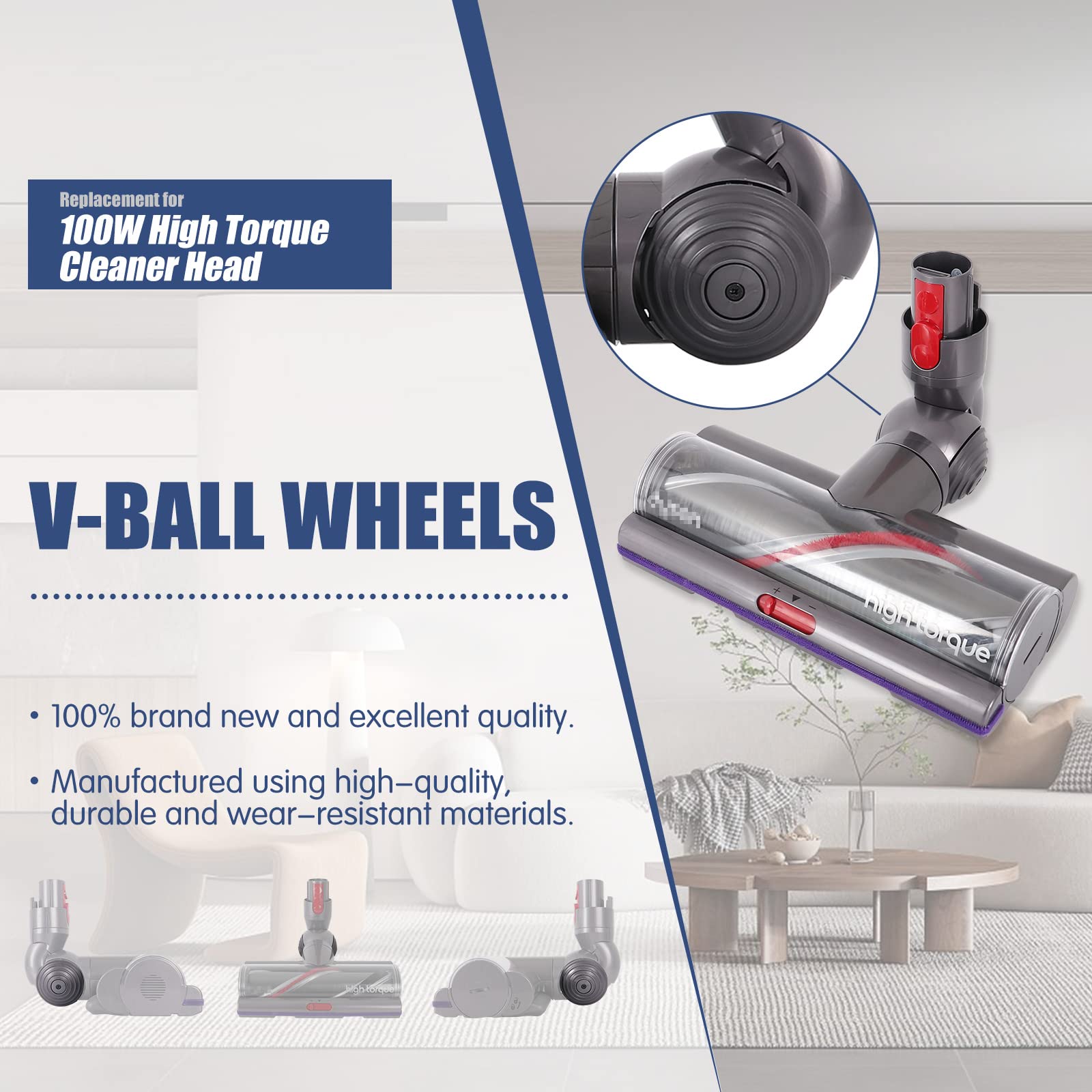 Upgraded Ball Wheel Replacement for Dyson Outsize V11 V15 Gen5 Cyclone V10 Animal Vacuum Cleaner 100W High Torque Cleaner Head Wheels Replacement Parts, for 970100-05 969331-01 Attachment