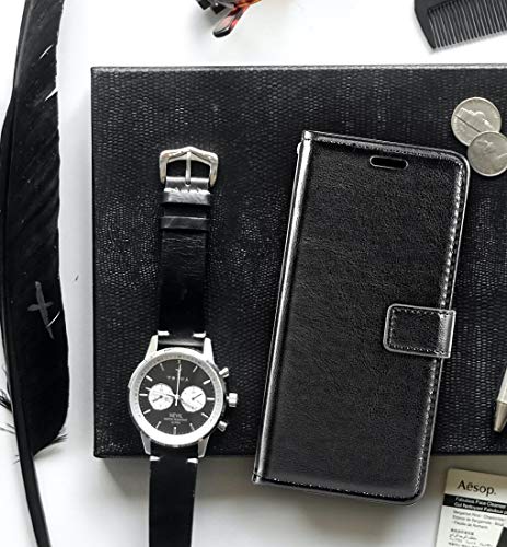 Shantime for Crosscall Core-Z5 Case, Premium PU Leather Magnetic Flip Case Cover with Card Holder and Kickstand for Crosscall Core-Z5 (6.08β) Black