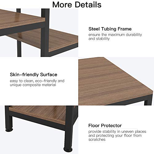 Yoleo Computer Desk with 4 Tier Storage Shelves - 53.54'' Student Study Table with Bookshelf Modern Wood Desk with Steel Frame for Small Spaces Home Office Workstation (Walnut)