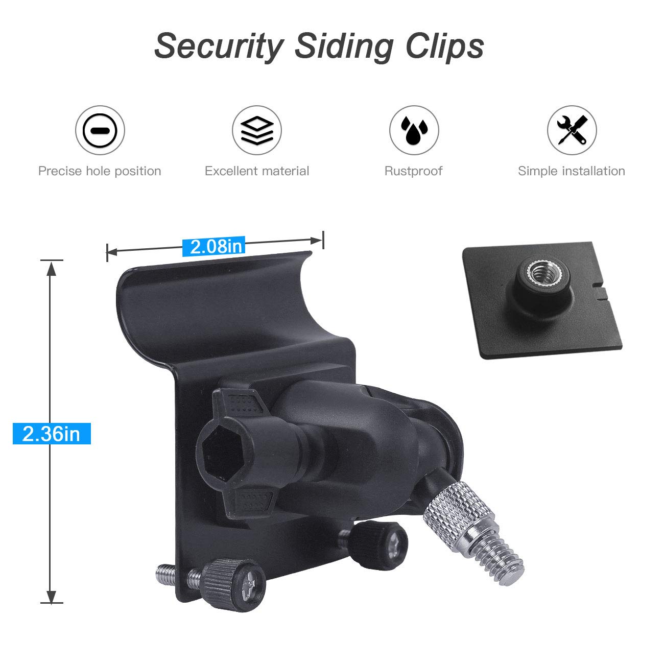Vinyl Siding Clips for Ring Solar Panle - by TIUIHU - Compatible with Any Other Solar Panel with 1/4 Screw - Durable and Simple Install (Black)