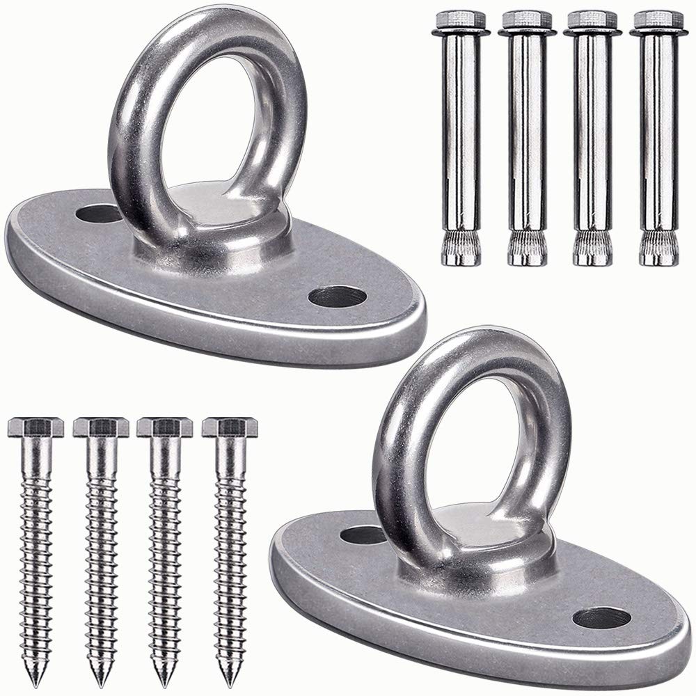 SELEWARE Ceiling Mounts Cast Stainless Steel Swing Hangers Wall Anchors Hanging Sensory Swing Yoga Swing Suspension Straps Patio Swing and more 2 Pcs