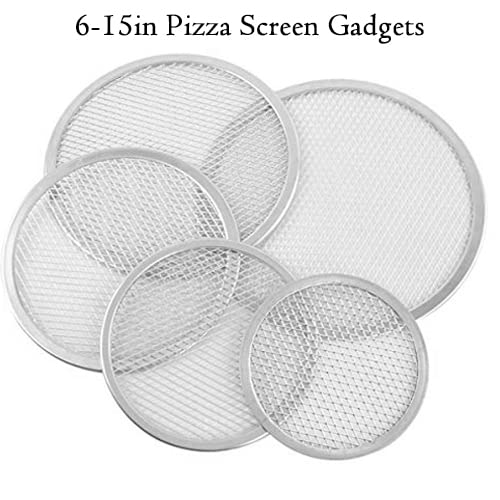 ZIIVARD Pizza Screen Gadgets Seamless Aluminum Pizza Tray Thickened Flat Mesh Commercial Grade Pizza Pan Kitchen Tool Bakeware (12 inch)