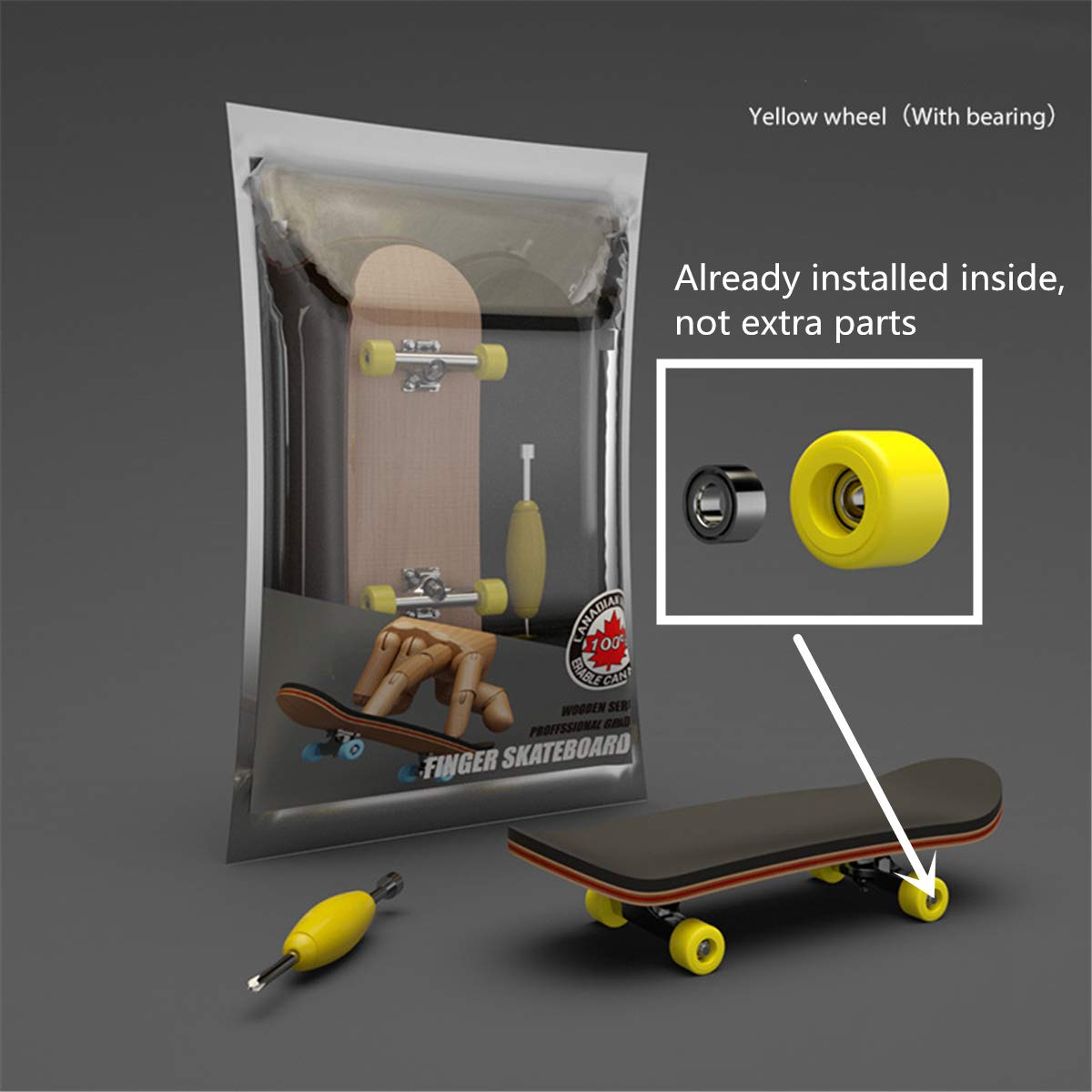 WANGYUMI Finger Skateboard Wooden Fingerboard Toy Professional Stents Finger Skate Set