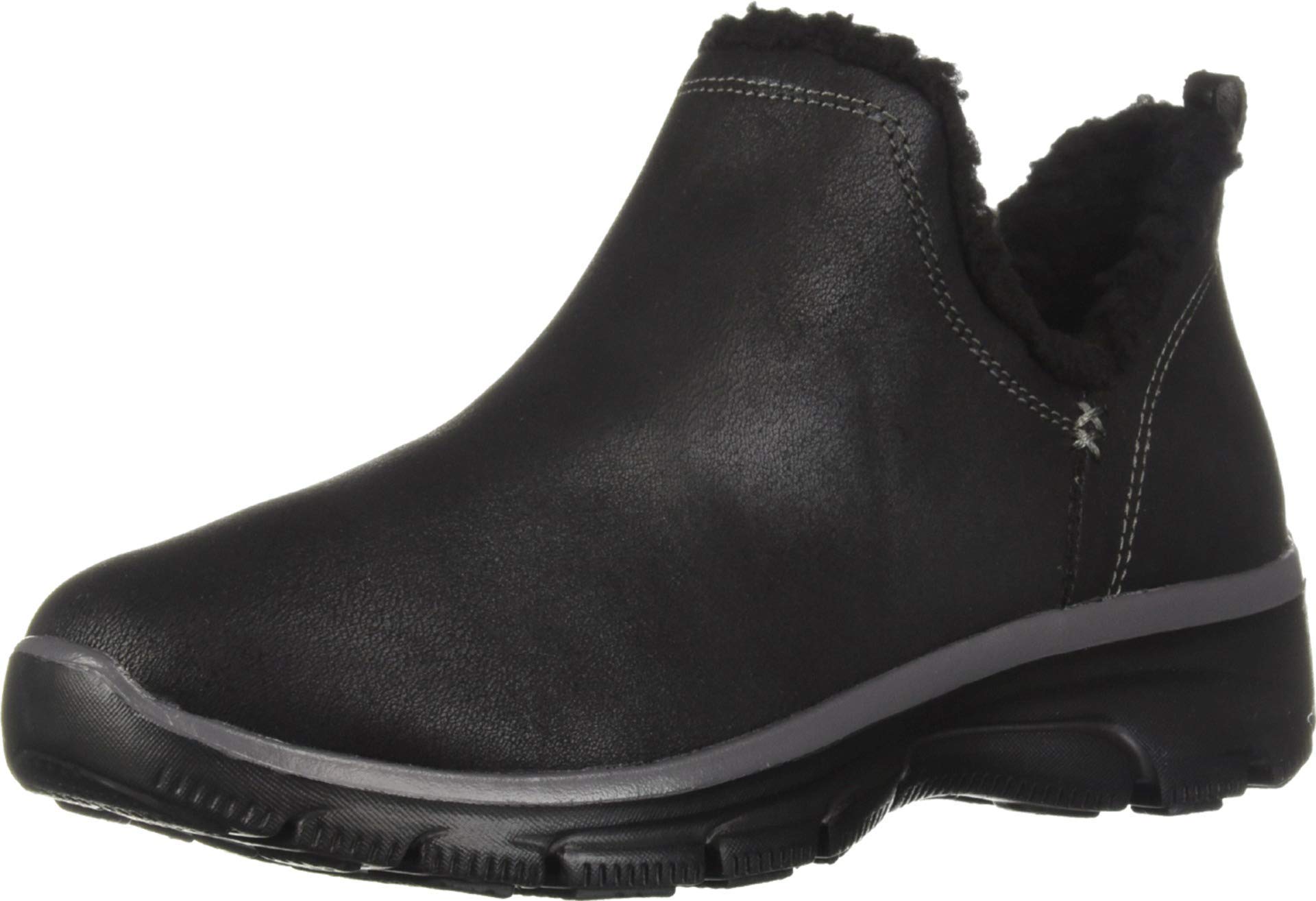 Skechers Women's Easy Going-Buried-Scooped Collar Bootie with Faux Fur Trim Ankle Boot, Black, 8 M US