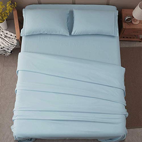 SONORO KATE Bed Sheet Set Super Soft Microfiber 1800 Thread Count Luxury Egyptian Sheets 16-Inch Deep Pocket,Wrinkle -3 Piece (Spa Blue, Twin XL)