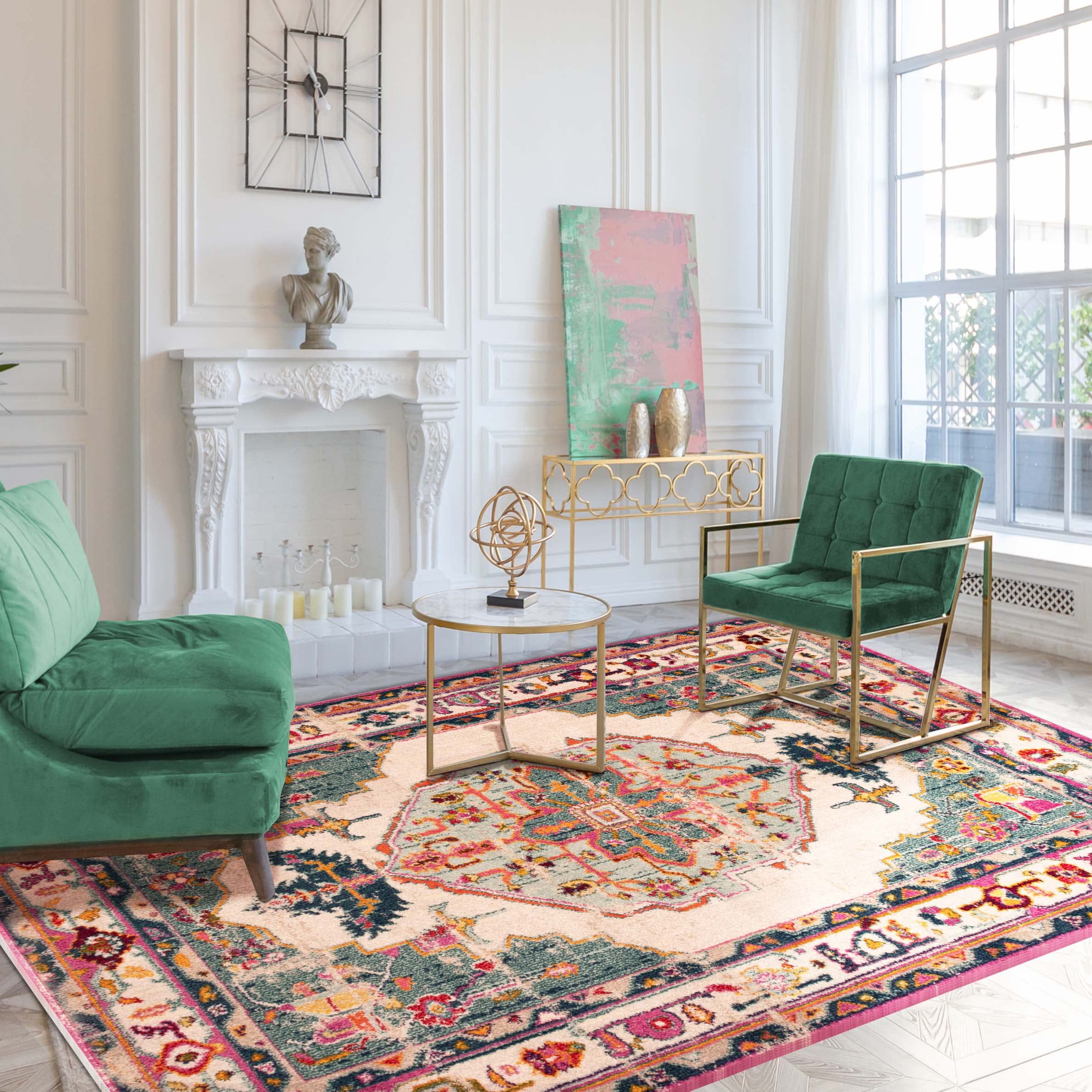 SUPERIOR Medallion Deliana Area Rug, 5' x 8', Teal