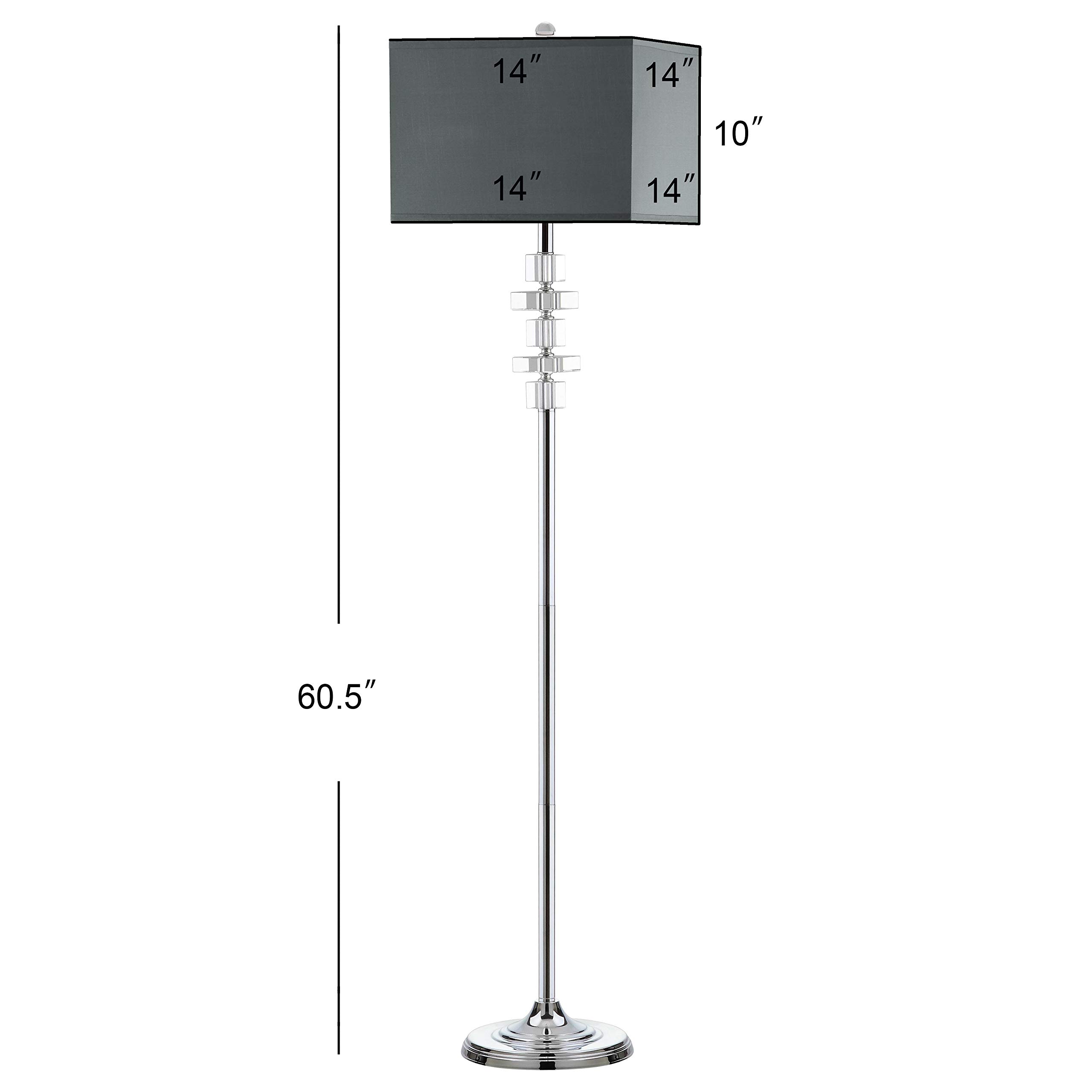 SAFAVIEH Lighting Collection Times Square Modern Clear Crystal/ Chrome 60-inch Living Room Bedroom Home Office Standing Floor Lamp (LED Bulb Included)